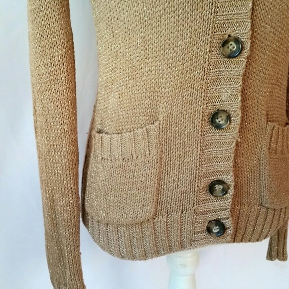 J. Crew Factory | Sweaters | Jcrew Factory Metallic Gold Beach Cardigan ...